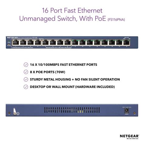 Netgear ProSAFE Port Fast Ethernet Unmanaged Switch With X POE BigaMart