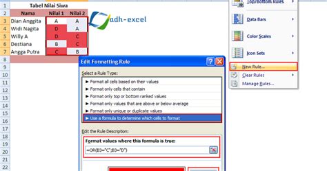 Conditional Formatting Rumus Untuk Mewarnai Cellrange Dalam Excel Adh Excelcom Tutorial