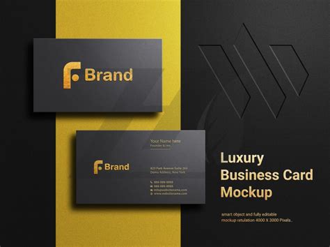 دانلود فایل لایه باز موکاپ کارت ویزیت رنگ مشکی مات با پس زمینه زرد دانلود رایگان فایل لایه باز