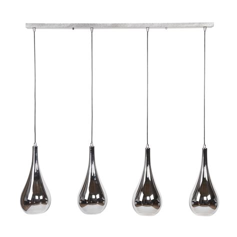 Suspension moderne 4 lampes gouttes verre chromé RALF Suspensions Lustres Pier Import