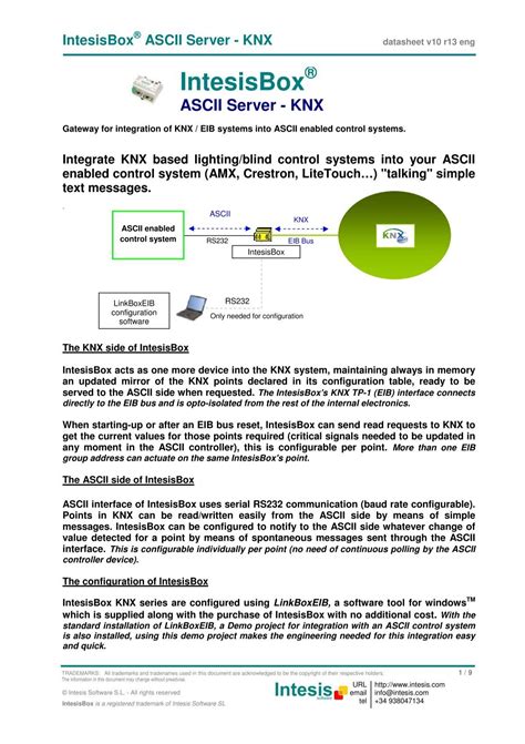 IntesisBox ASCII Server KNX Intesis Software S L