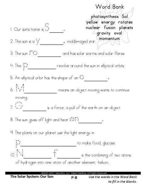 Sample 3rd Grade Science Planets And The Sun