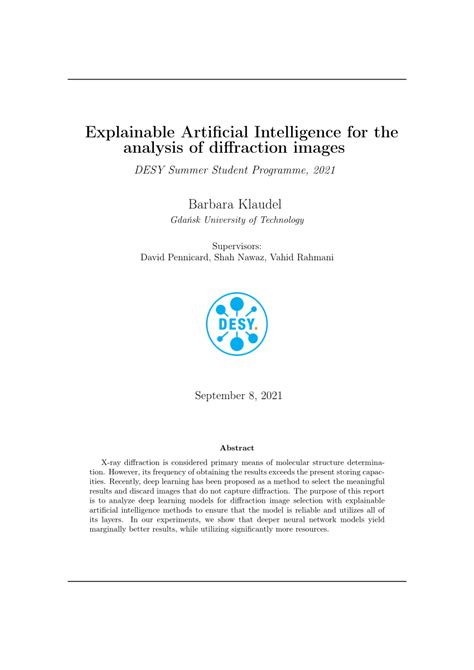 Pdf Explainable Artificial Intelligence For The Analysis Of Diffraction Images