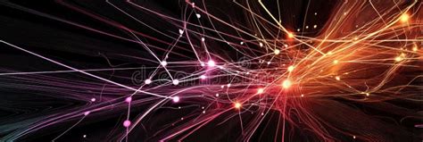 Abstract Neural Pathways With Bright Energy Pulses Creating Dynamic