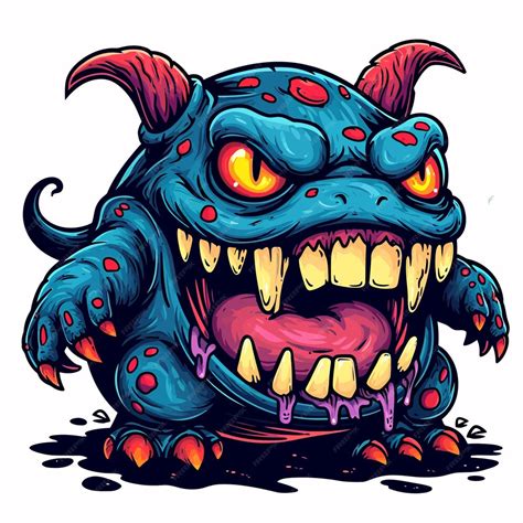 Personaje Monstruo Divertido Vector Premium