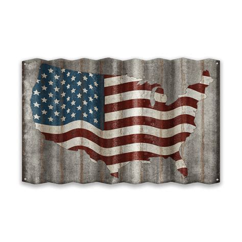 Usa Map Corrugated Metal Wall Art Old Wood Signs