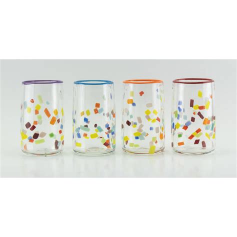 Set Of 4 Confetti Pattern Drinking Glasses Artist Dehanna Jones