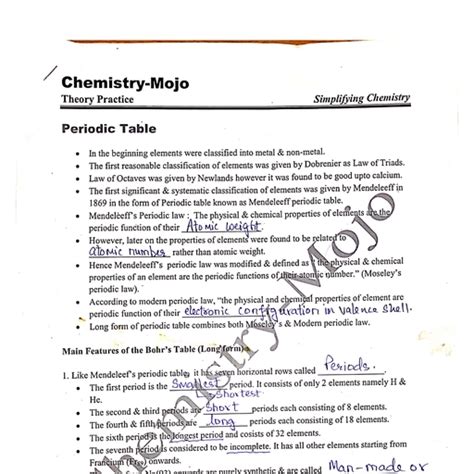 Periodic T Notes Chemistry Notes Teachmint