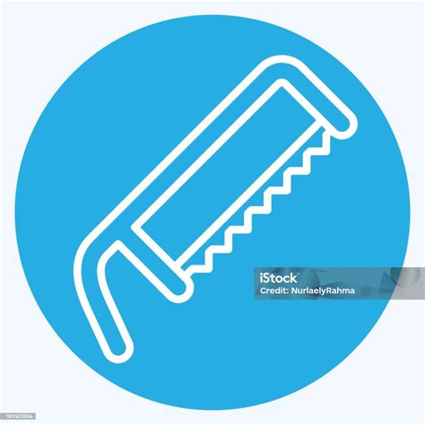아이콘 쇠톱 목공 기호와 관련이 있습니다 파란 눈 스타일 심플한 디자인 편집 가능 간단한 일러스트레이션 개선에 대한 스톡 벡터