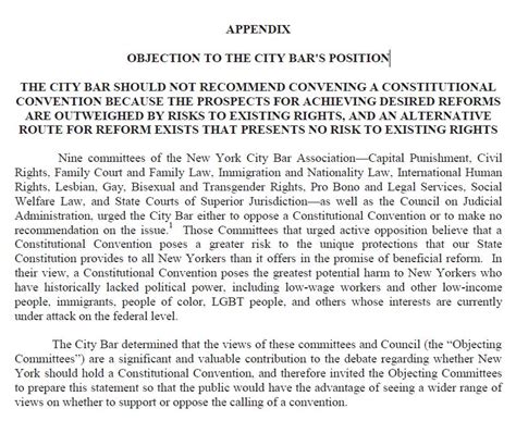 Report And Objecting Statement New York City Bar Assn Task Force On