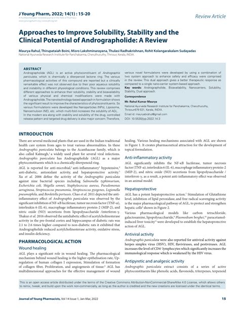 Pdf Approaches To Improve Solubility Stability And The Clinical