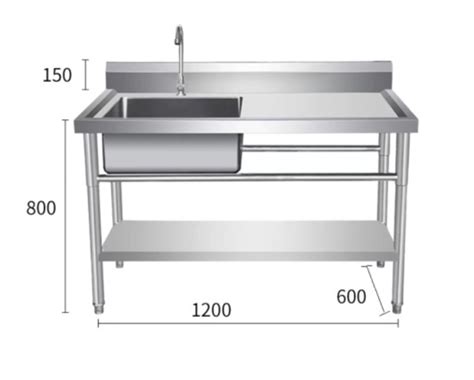 ซิงค์สแตนเลส1หลุมมีชั้นวางของด้านล่าง หลุมซ้าย ขนาด 120 60 80 ซม สแตนเลส 304