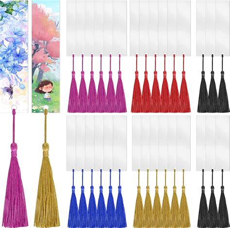 30 Stück Lesezeichen Acryl Rohling mit 30 Bunte Quaste DIY Blanko
