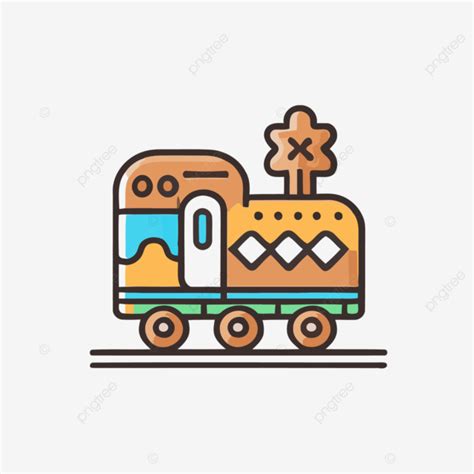 帶有髮髻設計的火車 向量 白色背景上描繪薑餅火車的直線圖標 平面圖標和 Dribbble 的矢量插圖 行為高清向量圖案素材免費下載