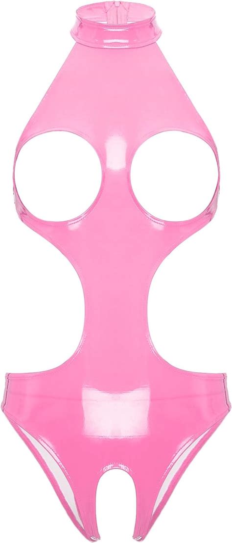 Amazon Iefiel 女性 ハイレグ レオタード ハイカット Puレザー 光沢 水着ワンピース 水着tバック ジッパー ボディー