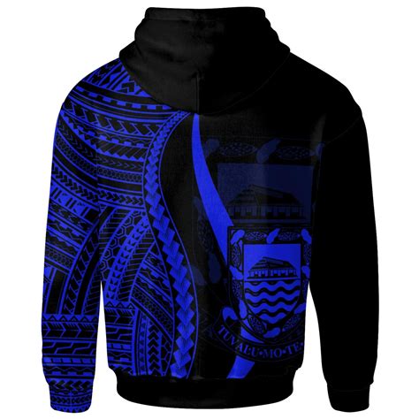 Tuvalu Hoodie Blue Tentacle Tribal Pattern