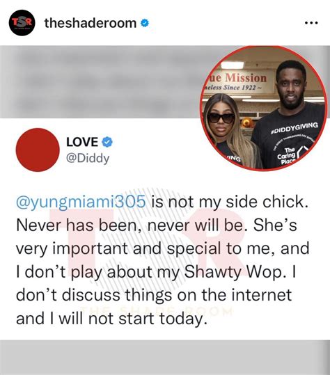 Theshaderoom On Twitter Earlier Today Diddy Made It Clear Yung Miami