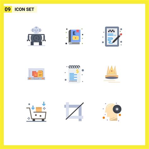 9 User Interface Flat Color Pack Of Modern Signs And Symbols Of