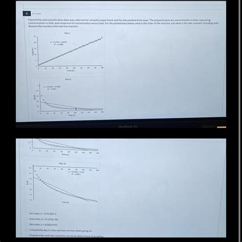 Solved 501 ﻿pointpaired Time And Concentration Data Was