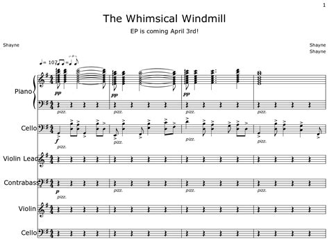 The Whimsical Windmill Sheet Music For Piano Cello Violin Lead