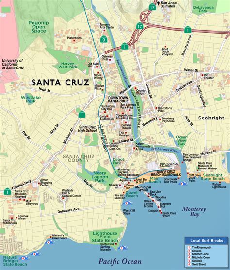 Map Of Downtown Santa Cruz Ca