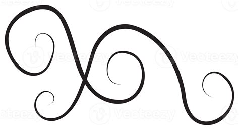Kalligrafische Ontwerp Element Met Zwart Dun Lijn PNG Met Transparant Achtergrond PNG