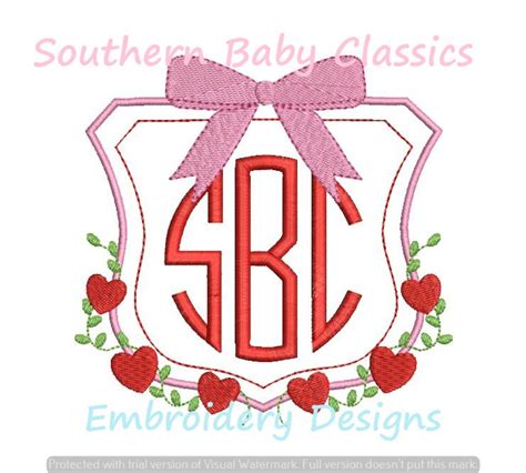 Vine Crest Ribbon Bow Monogram Frame Machine Embroidery Design Greenery
