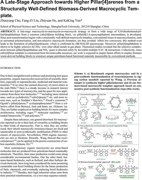 A Late Stage Approach Towards Higher Pillar 4 Arenes From A Structurally Well Defined Biomass