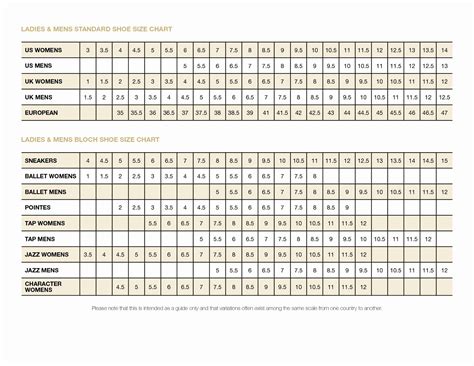 Clothing Size Chart Template Beautiful 41 5 Shoe Size Style Guru