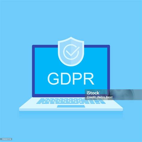 Gdpr 개념입니다 현대 평면 벡터 일러스트 레이 션 파란색 배경에 고립 개념에 대한 스톡 벡터 아트 및 기타 이미지 개념