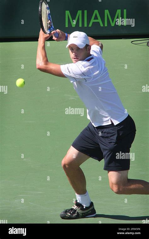 Andy Roddick Of The United States Hits A Forehand Against Benjamin