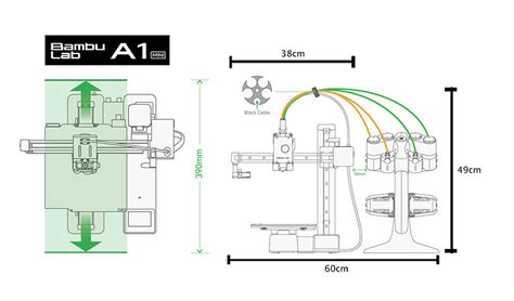 Dimensions Of A1 Mini With AMS Lite Bambu Lab A1 Mini Bambu Lab
