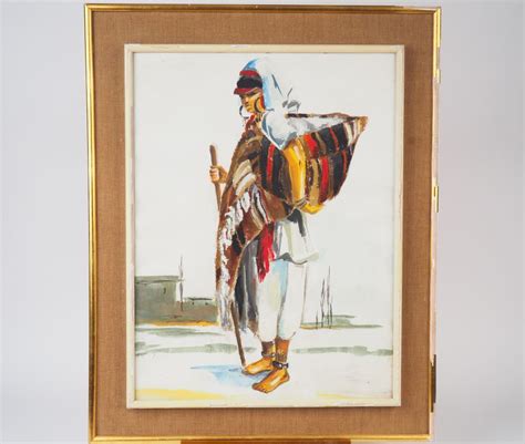 Lot De Ben Dahmane Gouache Signée En Bas à Droite Portrait Darabe