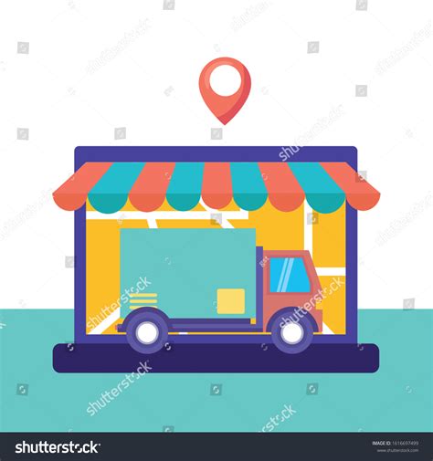 Logistic Delivery Service Laptop Truck Vector Stock Vector Royalty Free 1616697499 Shutterstock