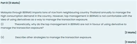 Solved Part B Marks Malaysia Through BERNAS Imports Tons Chegg