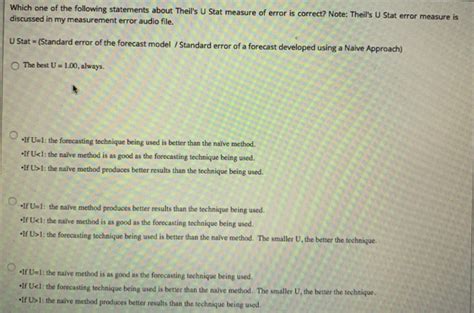 solved which one of the following statements about theil s u