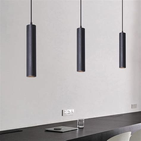 Edge Cylinder Shape Linear Pendant Light Black Modern Lightzey