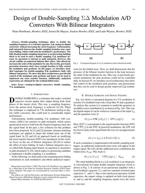 Pdf Design Of Double Sampling Spl Sigmaspl Delta Modulation Ad