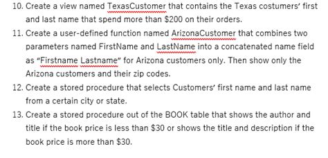 solved 10 create a view named texascustomer that contains