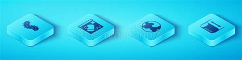 Set Isometric Virus Data Visualisation Height Geometrical Figure And