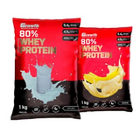 Kit Com 2 Whey Protein Concentrado Growth Vários Sabores Natural E