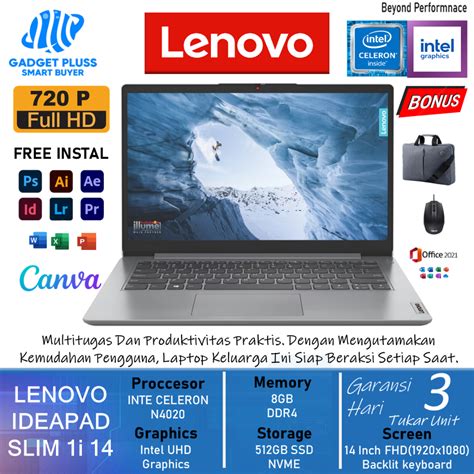 Jual Laptop Lenovo Ideapad Slim I Intel N Gb Gb Ssd Inch Win Home Ohs Shopee