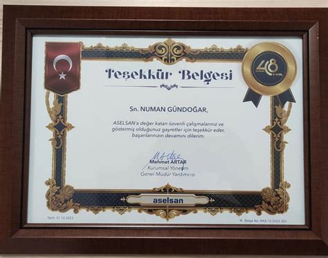 Numan Gündoğar Linkedin‘de Gurur Duyarak çalıştığım Aselsan Beni Daha