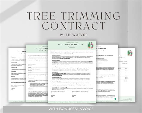 Tree Trimming Contract Waiver Logo Lawn Care Contract Service Agreement Gardening