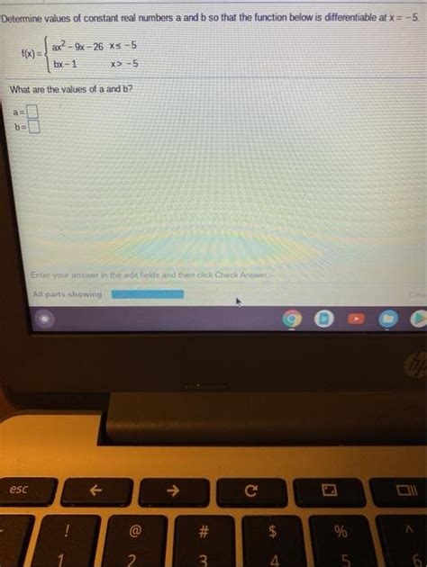 solved determine values of constant real numbers a and b so