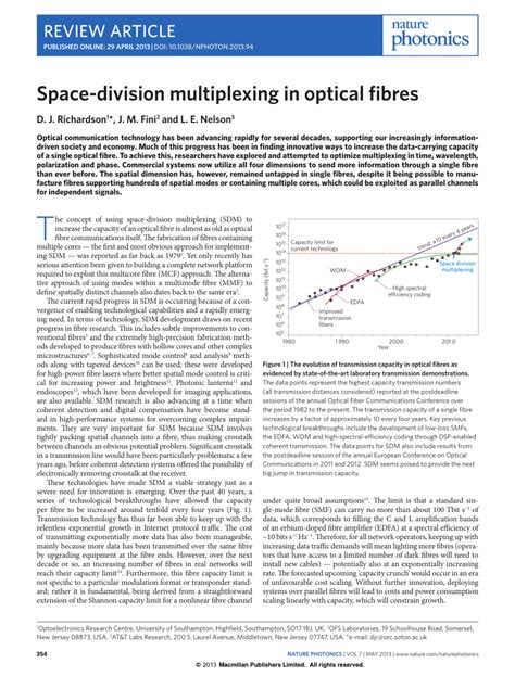 Pdf Space Division Multiplexing In Optical Fibres