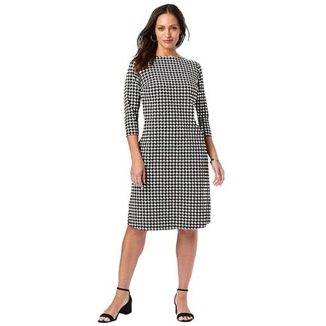 Jessica London Womens Plus Size Stretch Cotton Boatneck Shift Dress