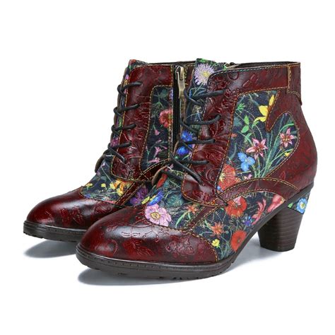 Retro Handmade Leather Patchwork Ankle Boots Patchwork Boots Leather