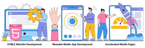 Html5 Website Development Wearable Mobile App And Accelerated Mobile Pages Illustrated Pack