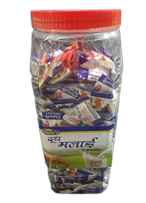 White Round Craves Doodh Malai Candy Packaging Type Plastic Jar At Rs